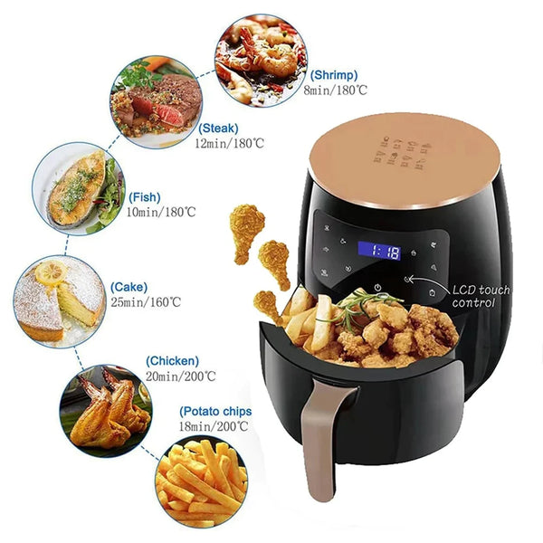 Friteuza cu aer cald, S-18 Air Fryer, 2400W, afisaj digital, LCD Touch ...