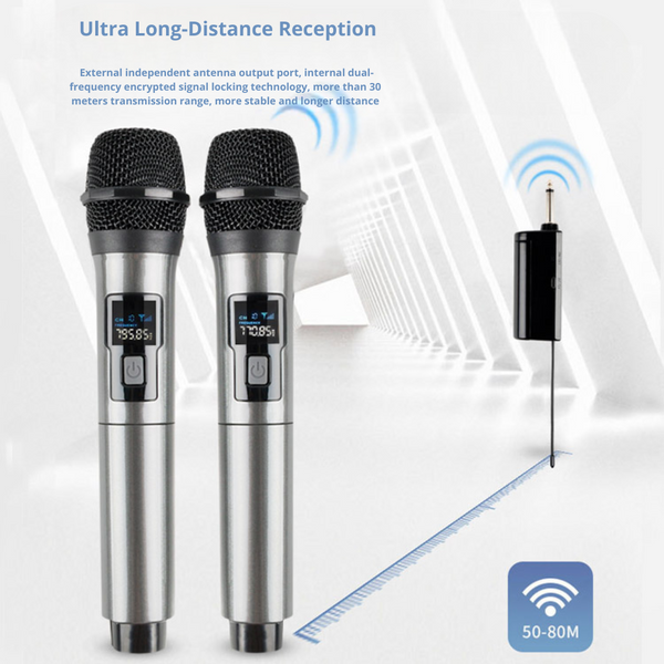 Set microfoane wireless 2x cu receptor si baterii reincarcabile – raza ...