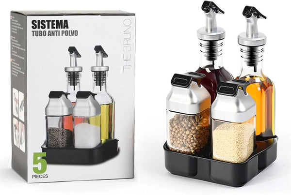 Set condimente/oliviera 5 piese pentru ulei și oțet din sticla cu supo ...