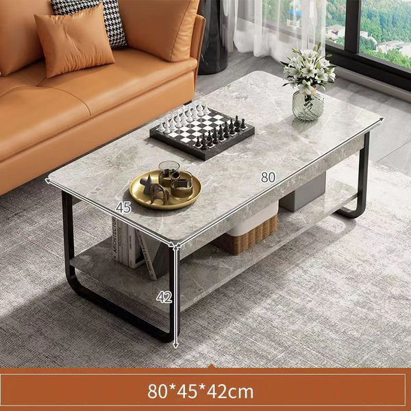 Masa de cafea rectangulara din MDF pentru living, cu o polita si cadru ...