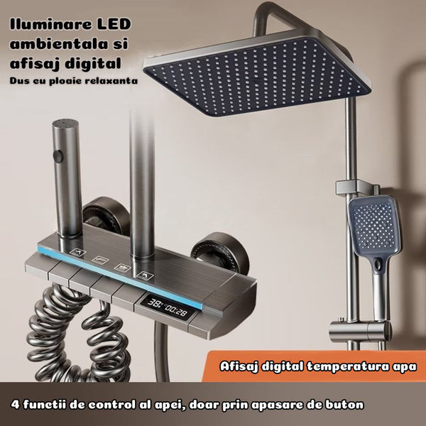 Set coloana dus digital cu termostat, afisaj LED, 4 functii curgere ap ...