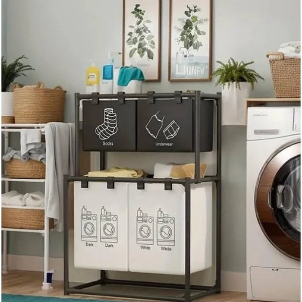 Raft pentru baie cu cos de rufe, doua straturi, cadru de otel inoxidab ...